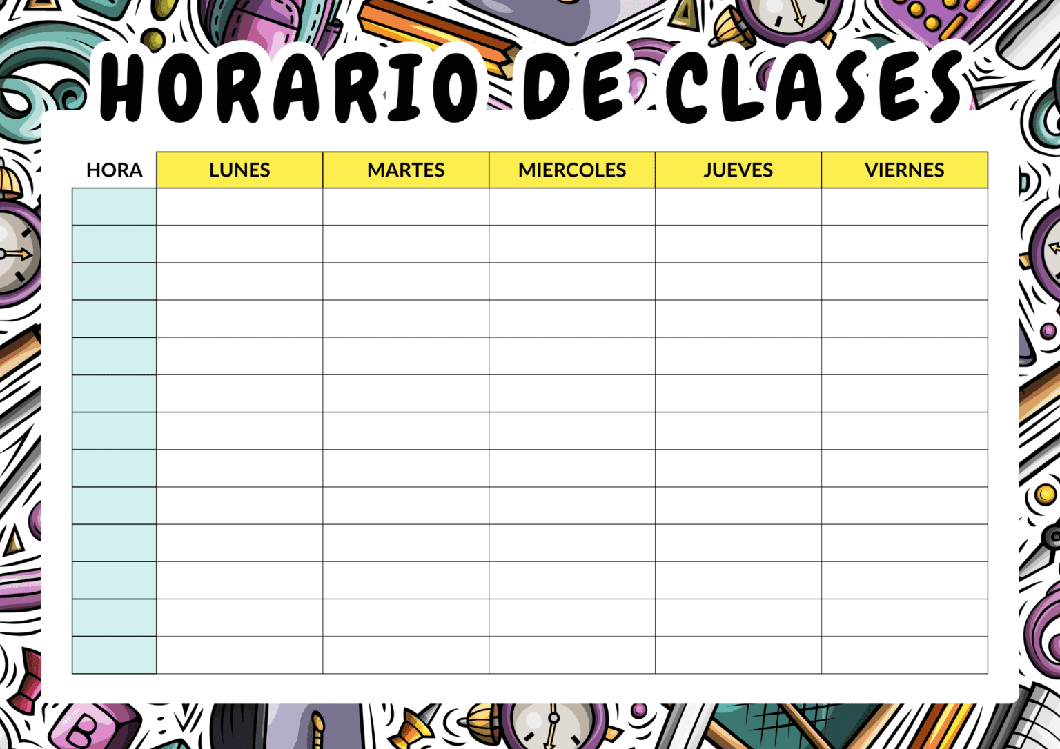 Horarios de Clases ️ Plantillas gratis editables 2025